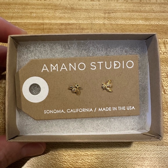 amano studio | Jewelry | Tiny Gold Bee Studs 24k Gold Over Brass | Poshmark
